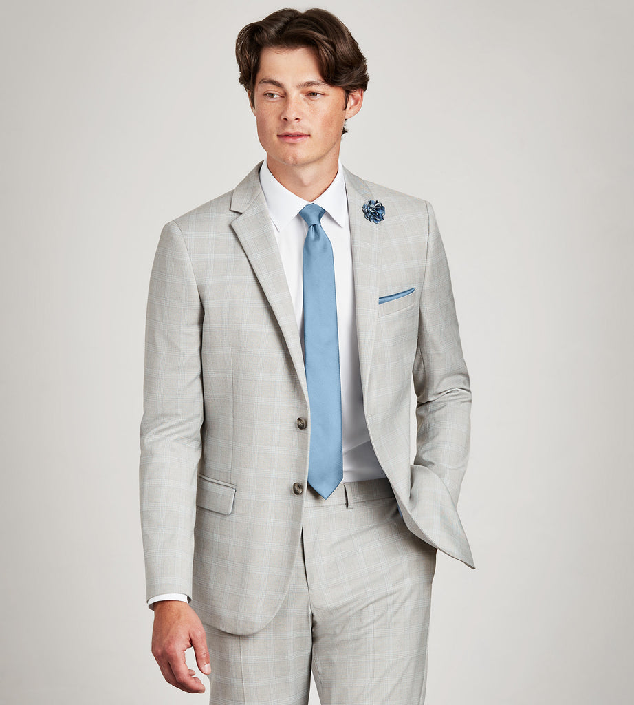 Slim Fit Light Grey Plaid Suit – Tip Top