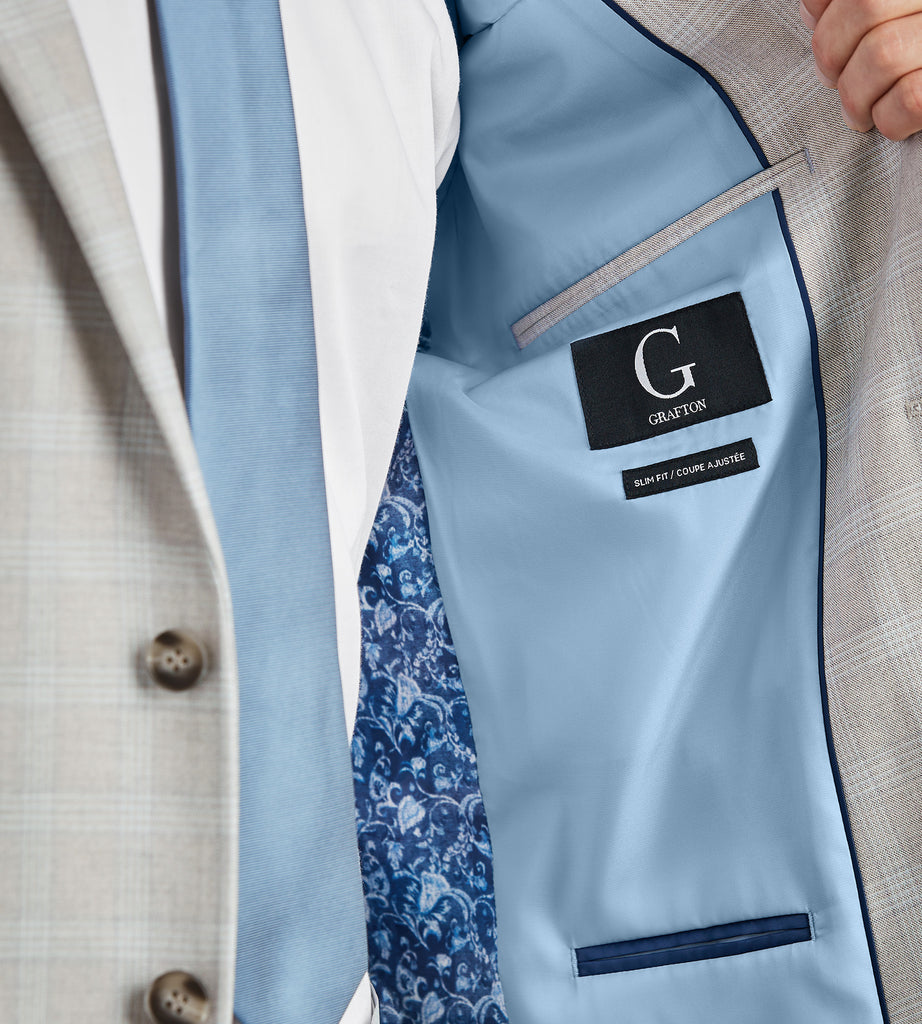 Slim Fit Light Grey Plaid Suit – Tip Top