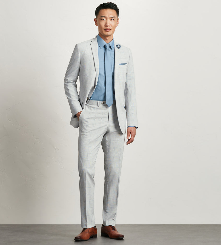 Modern Fit Light Grey Plaid Suit Jacket | G Grafton | Tip Top Tailors ...