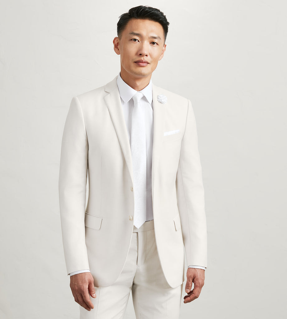 Slim Fit Off White Solid Suit – Tip Top