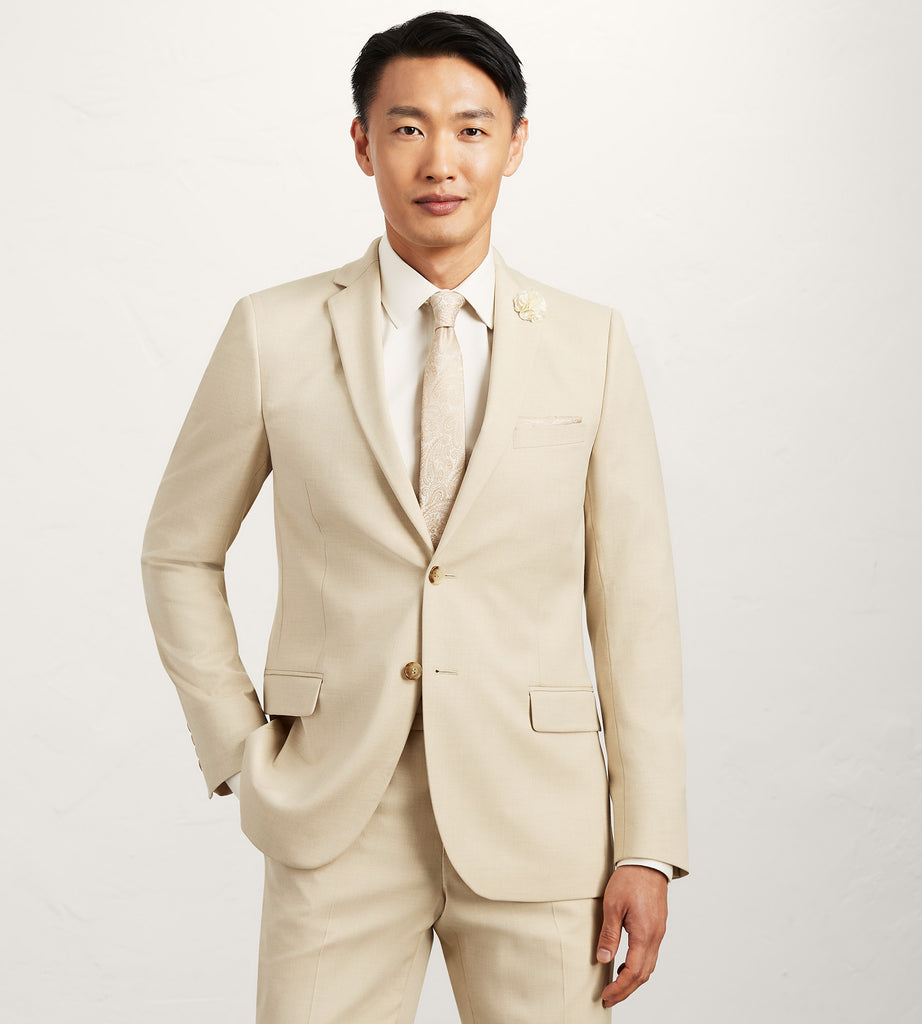 Slim Fit Wheat Solid Suit – Tip Top