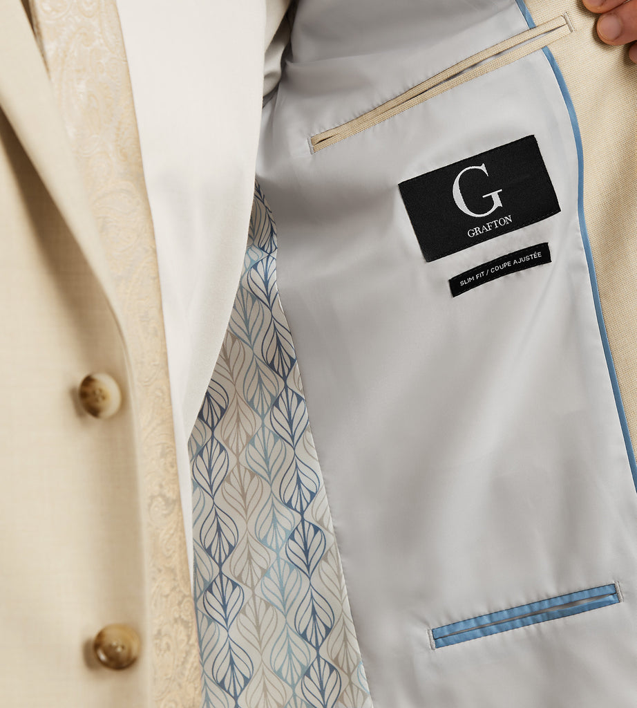 Slim Fit Wheat Solid Suit – Tip Top