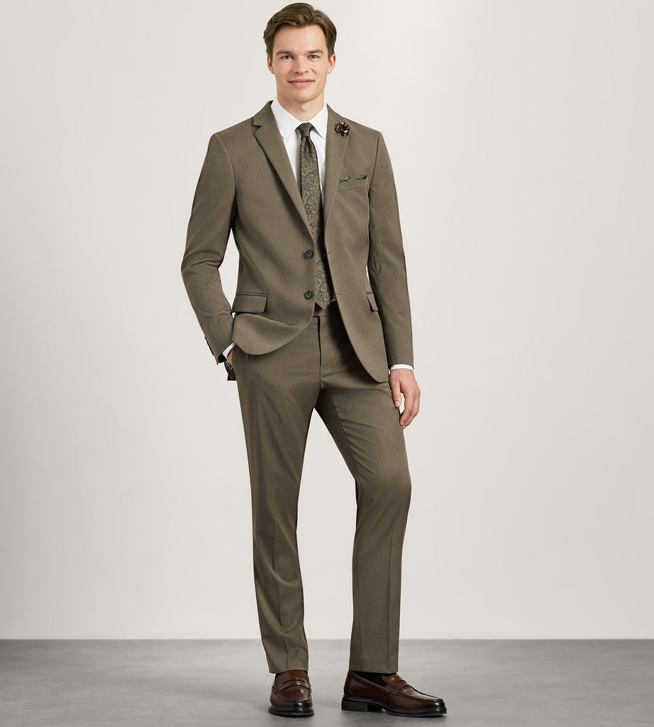 Slim Fit Brown Solid Suit – Tip Top
