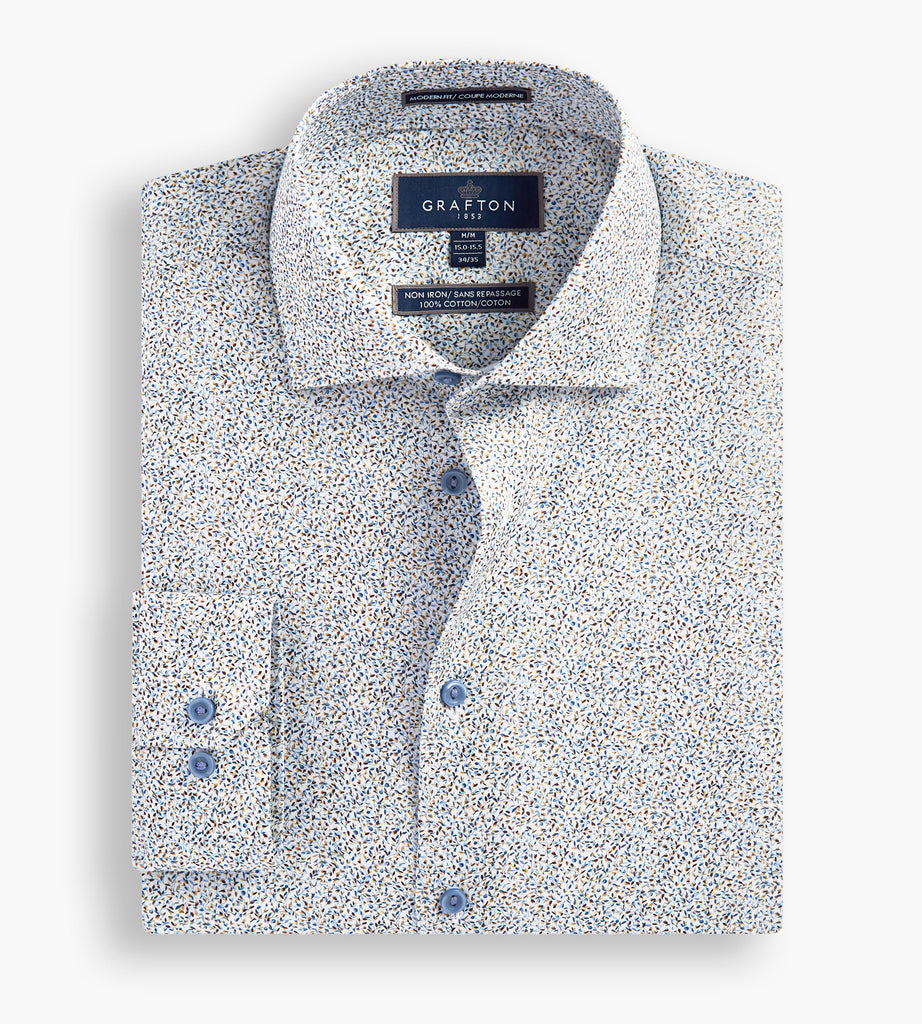 Modern Fit Leaf Print Non-Iron Dress Shirt | Grafton 1853 | Tip Top ...