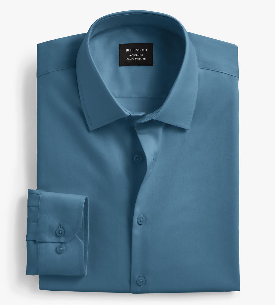 Modern Fit Non- Iron Sateen Dress Shirt – Tip Top