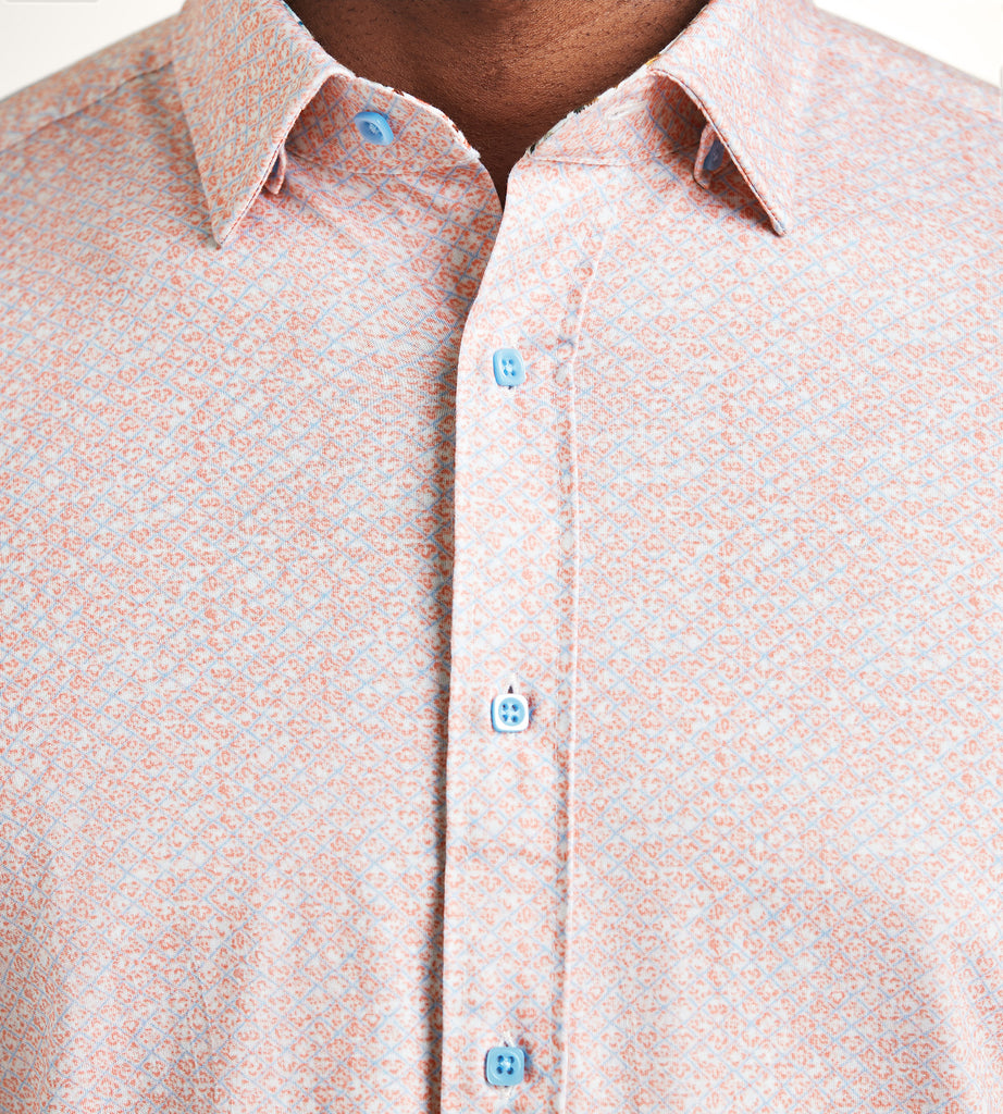 Modern Fit Long Sleeve Geo Pattern 360 Stretch Sport Shirt | Hechter ...